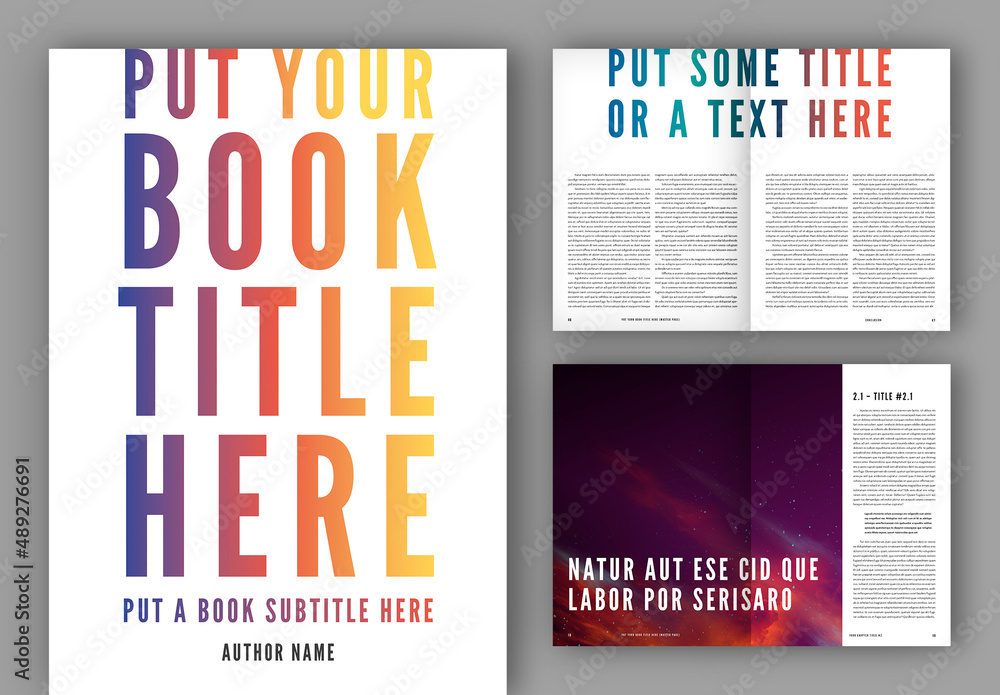 Book Layout with Bold Typographic Accents Stock Template | Adobe Stock