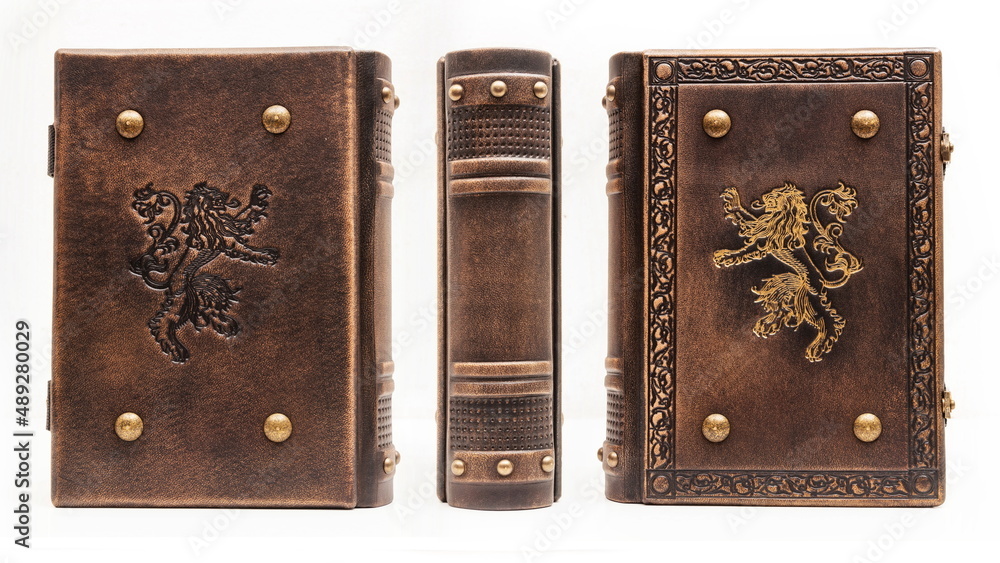 antique book with embossed lions Stock Photo | Adobe Stock