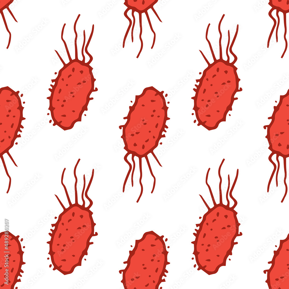 a pattern of red bacteria. a seamless pattern of red viruses and ...