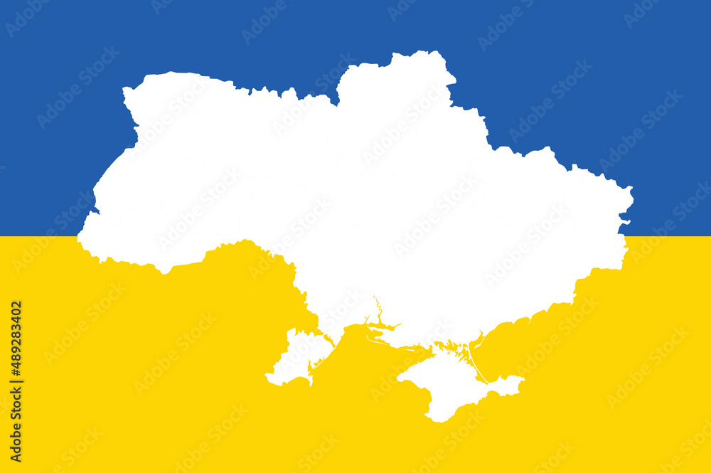 White Ukraine map peace on Ukraine flag Stock Illustration | Adobe Stock