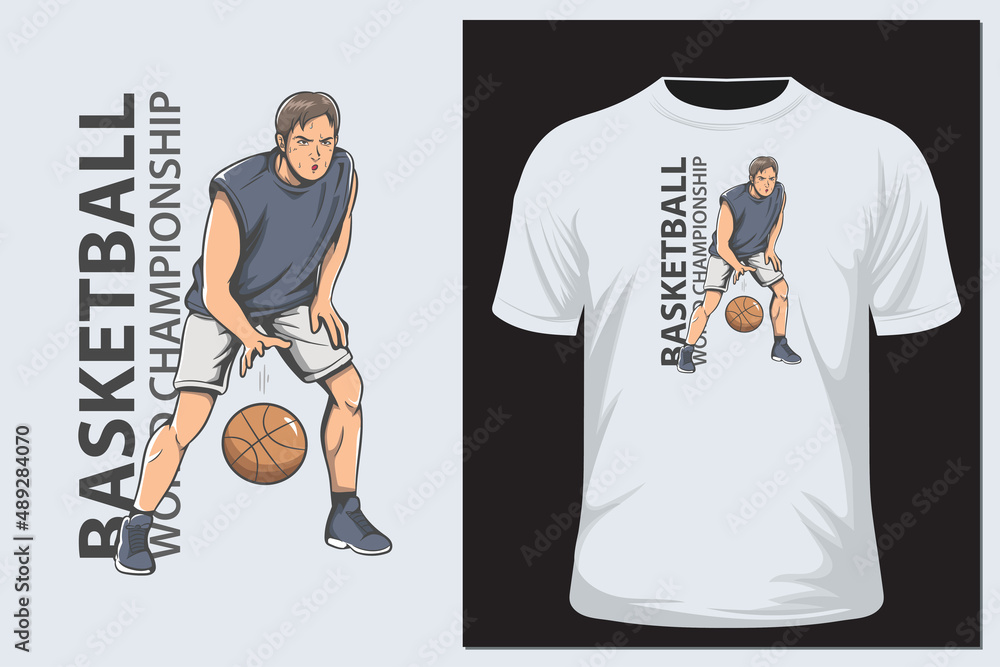 Basketball player. Cartoon vector illustration. T shirt and sticker ...