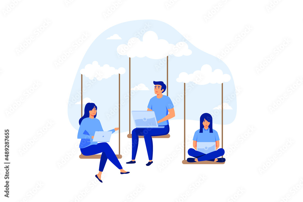 Cloud computing, remote work on company cloud infrastructure ...