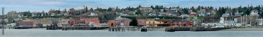 Port Townsend, Washington Waterfront Skyline. Panoramic view of the ...