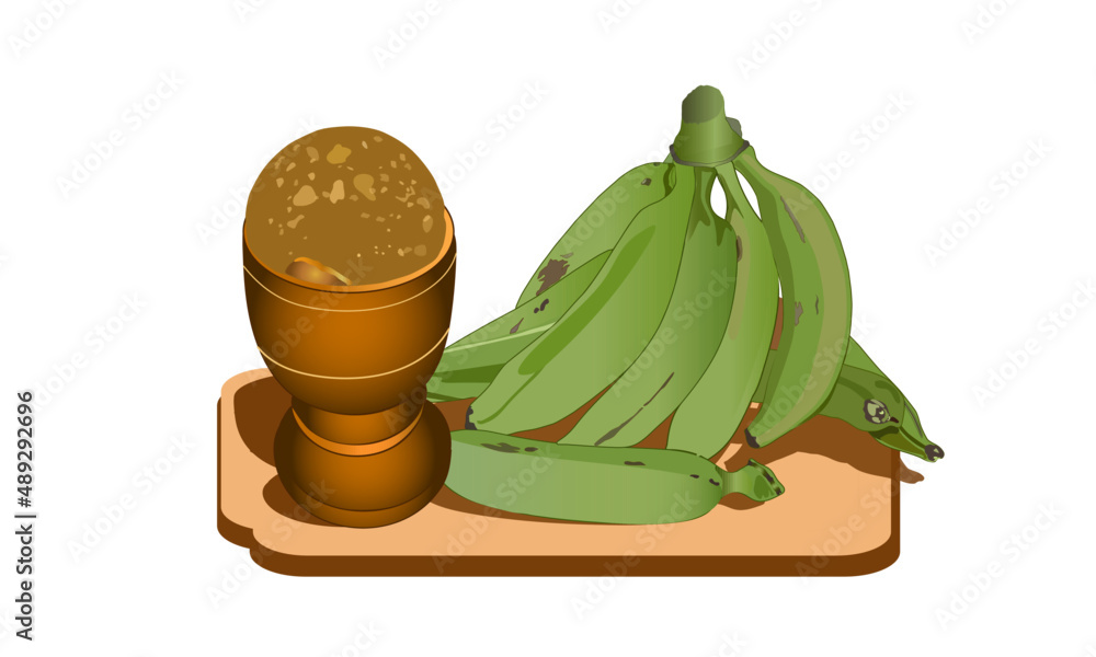 Mofongo. Platanos verdes and Pork Meat, with a touch of garlic Stock ...