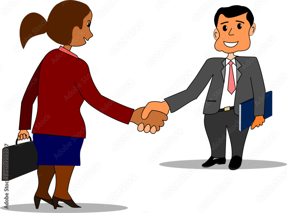 Diverse Business Handshake - Two men and women shaking hands at work ...