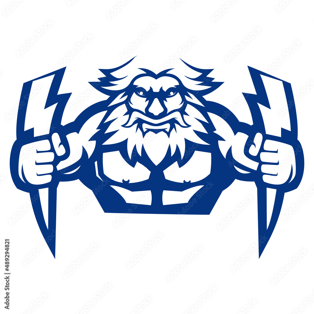 zeus holding lightning mascot logo Stock Vector | Adobe Stock
