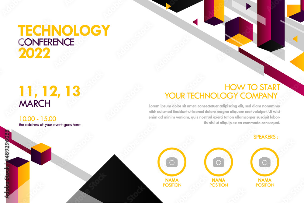 Technology conference poster template design Stock Vector | Adobe Stock