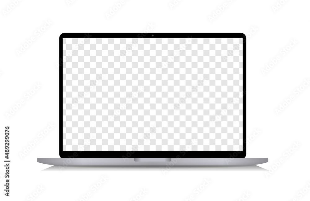 Realistic laptop computer vector mockup isolated on transparent. Stock ...