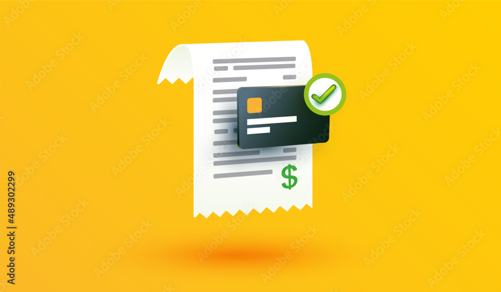 payment transaction via credit card success on yellow backround. Money ...