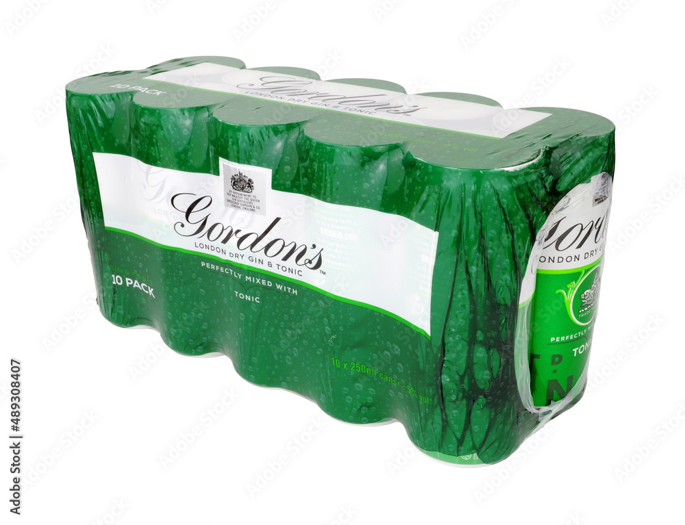 Gordons London dry gin and tonic water mix in a ten 250ml can pack ...