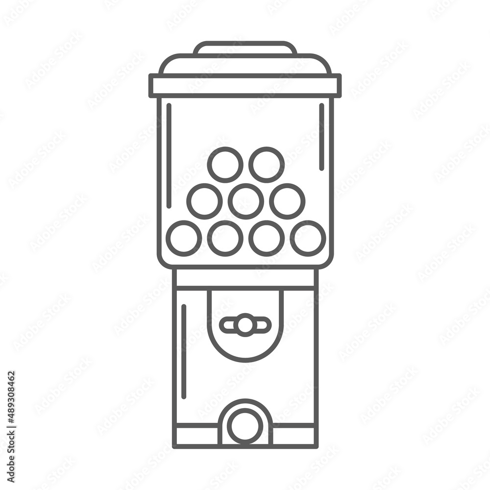 Gumball machine line icon. Retro vending dispenser for candies and ...