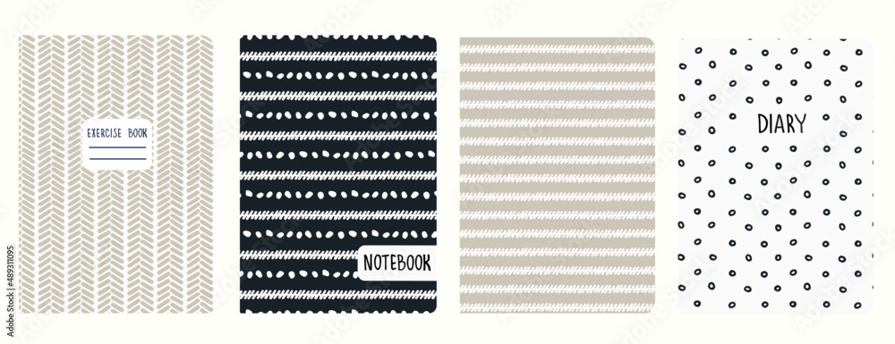 Cover page templates based on seamless geometric patterns in white ...