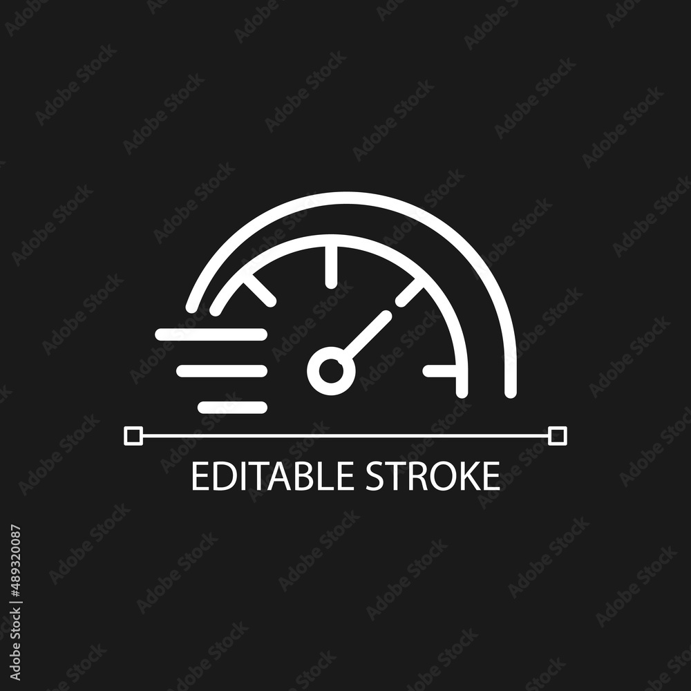 Speedometer pixel perfect white linear icon for dark theme Stock Vector | Adobe Stock