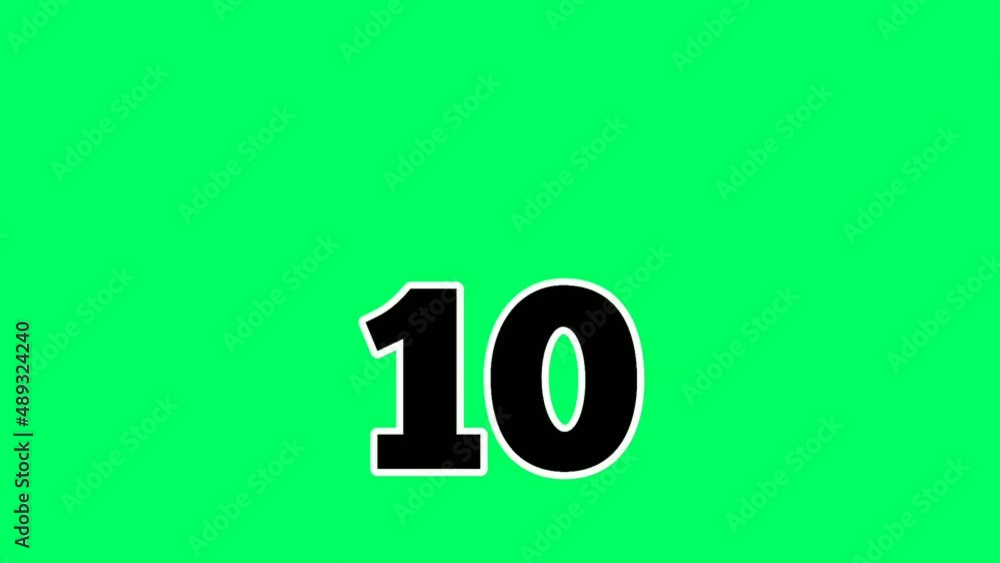 Moving down Cartoon Number 10 ten animation green screen.flat design ...