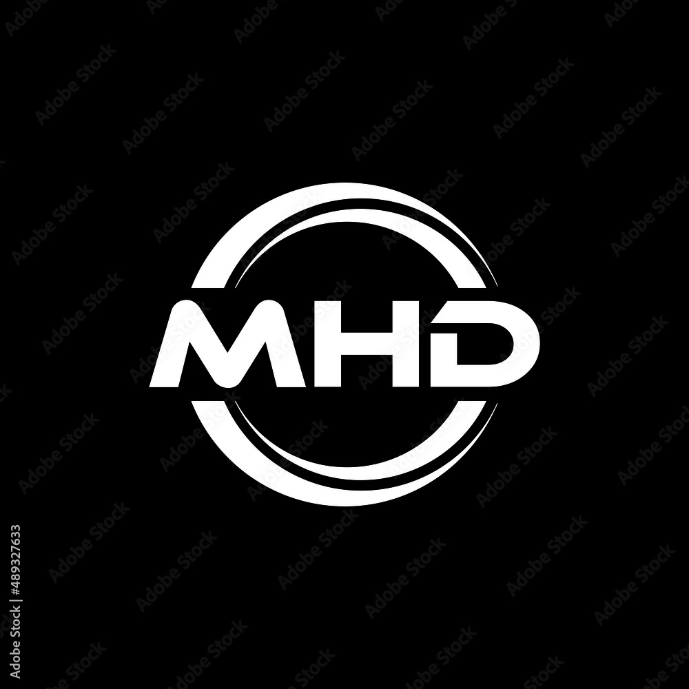MHD letter logo design with black background in illustrator, vector ...