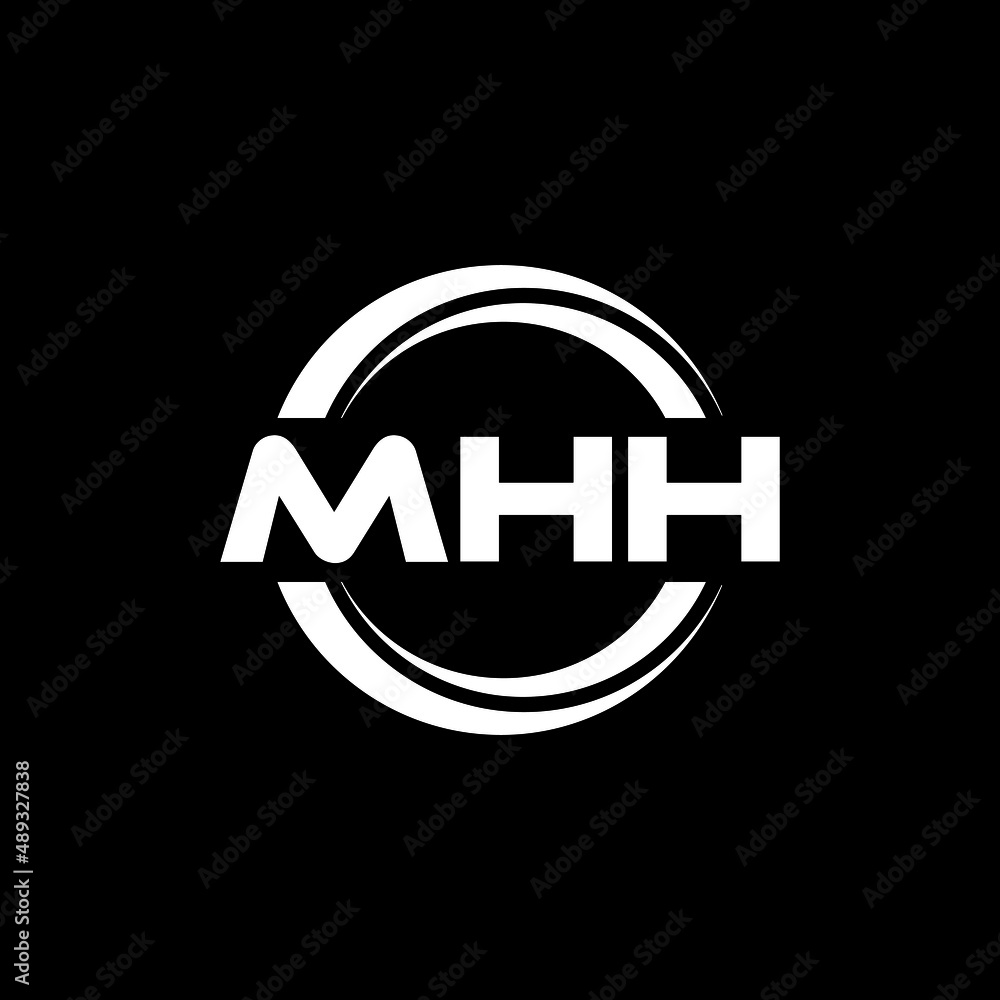 MHH letter logo design with black background in illustrator, vector ...