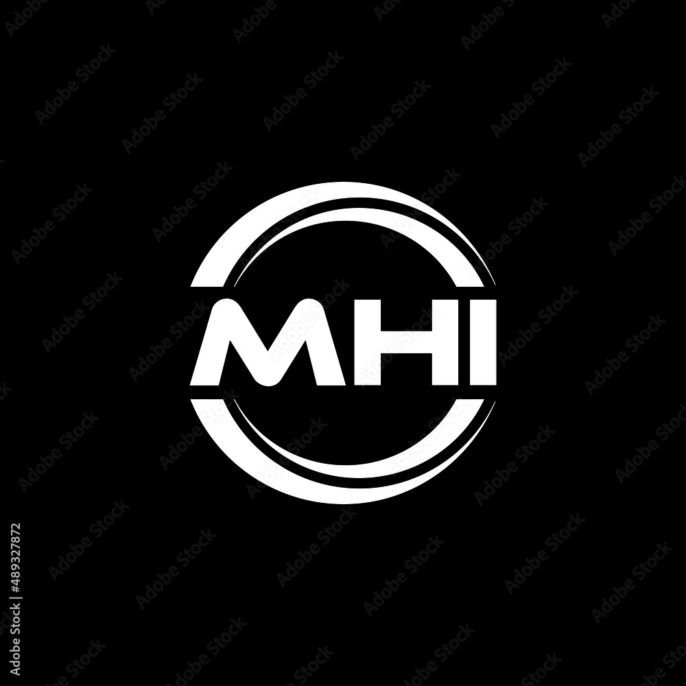 MHI letter logo design with black background in illustrator, vector ...