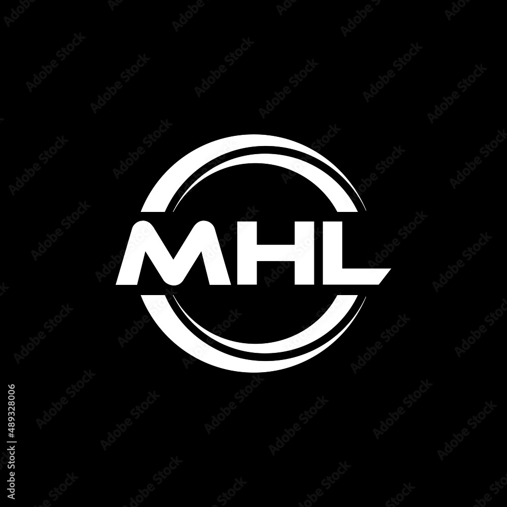 MHL letter logo design with black background in illustrator, vector ...