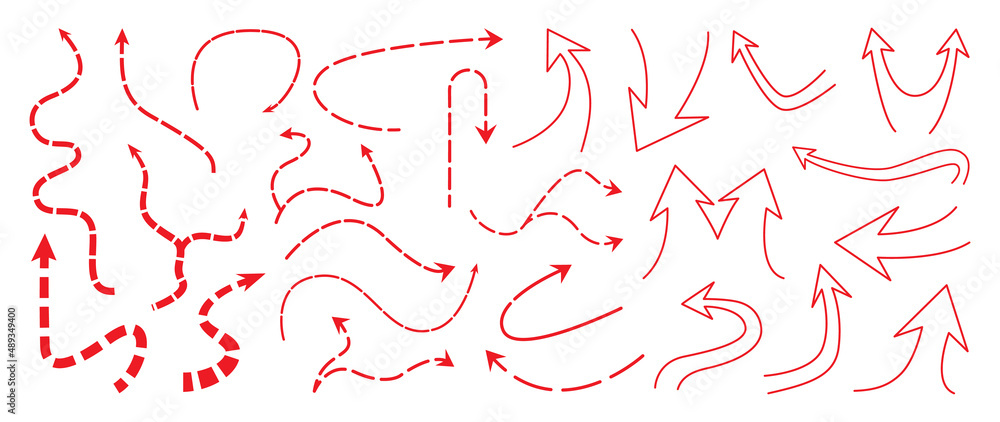 Red arrow vector set. Arrows design for infographic and map pointer ...