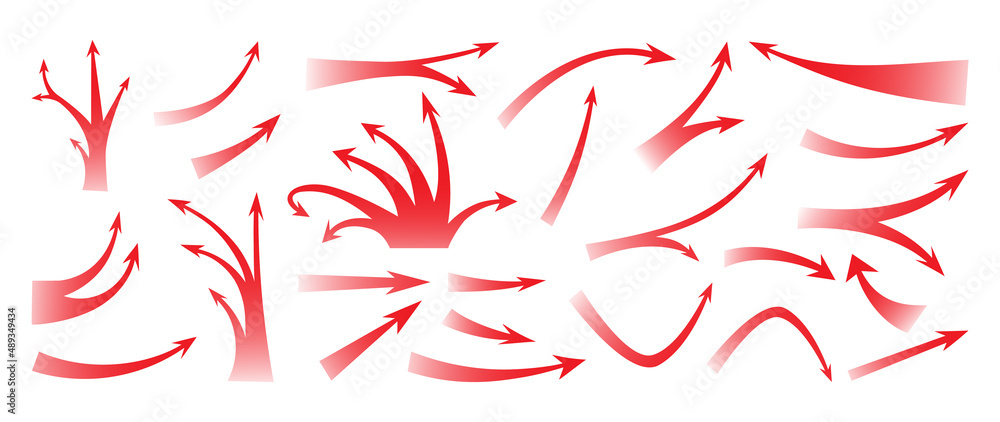 Red arrow vector set. Arrows design for infographic and map pointer ...