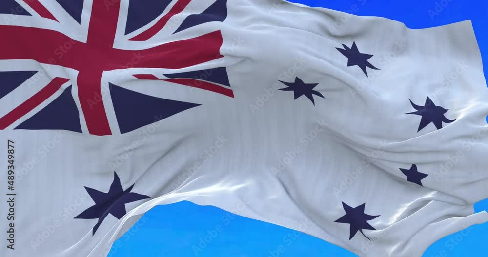 Waving Australian red ensign is the official flag flown at sea by ...