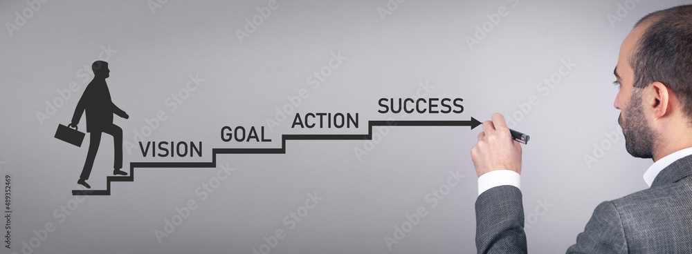Human figure climbing Success stairs. Ladder of success Stock Photo ...
