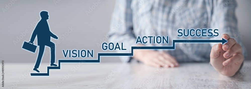 Human figure climbing Success stairs. Ladder of success Stock Photo ...