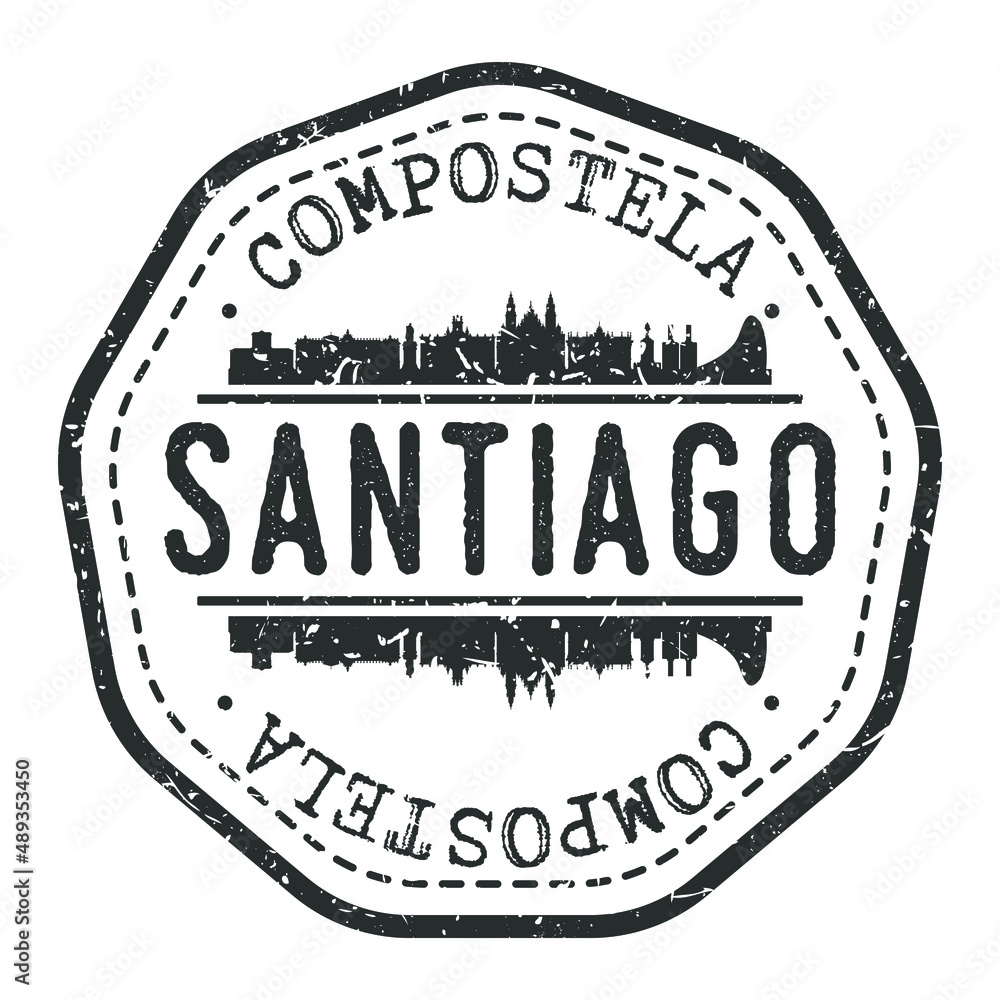 Santiago de Compostela, A Coruña, Spain Stamp Skyline Postmark ...