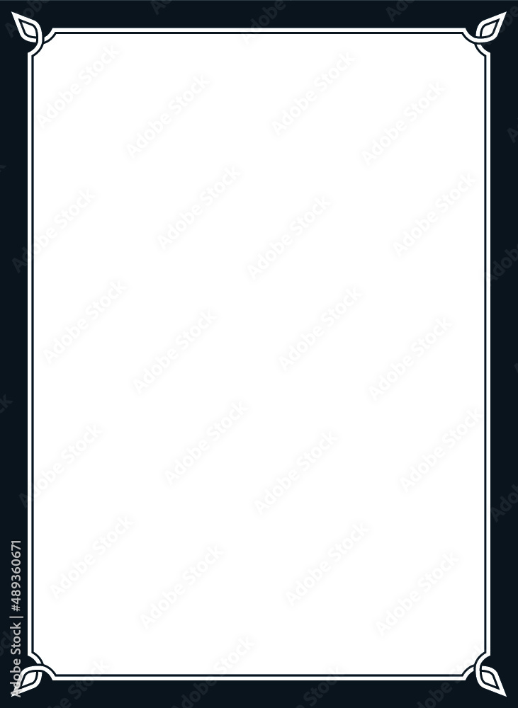 Vector black border frame. Background or book page. Simple rectangular ...