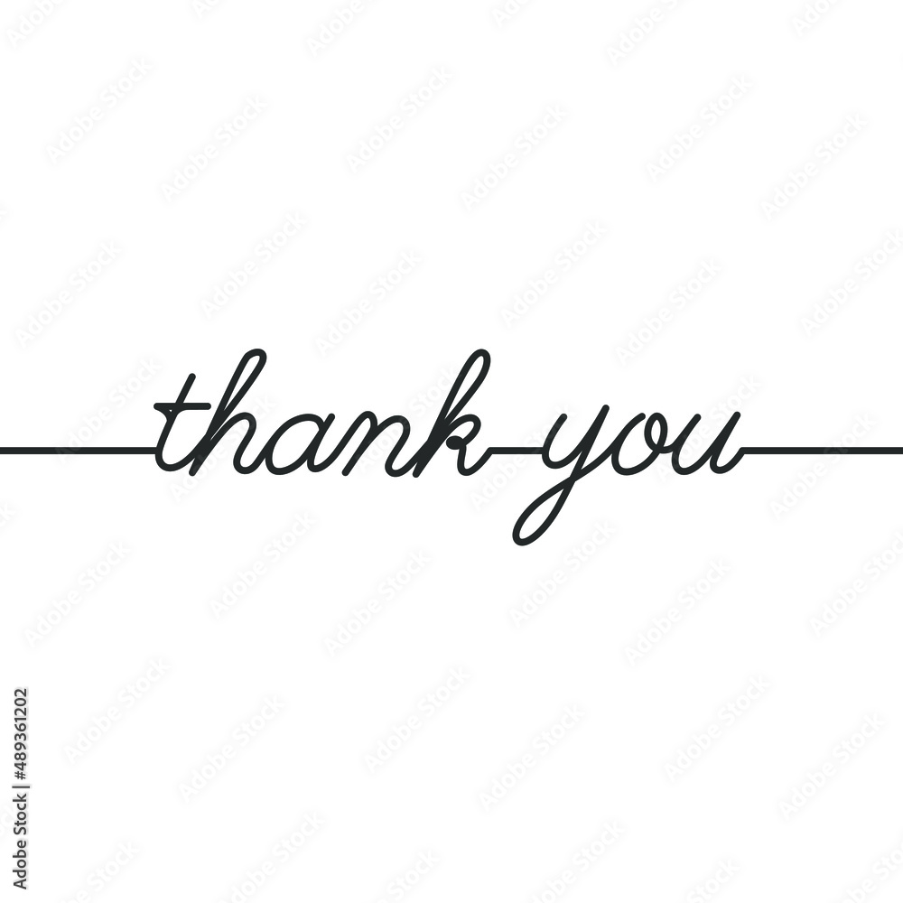 Thank you - Continuous line drawing typography lettering minimalist ...