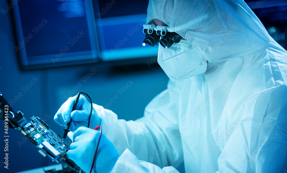 Foto de The scientist works in a modern scientific laboratory for the ...