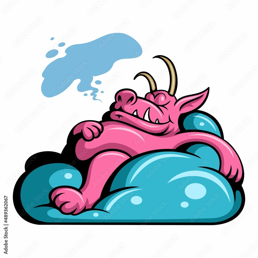 Cartoon style pink monster illustration, vector image. Stock Vector ...