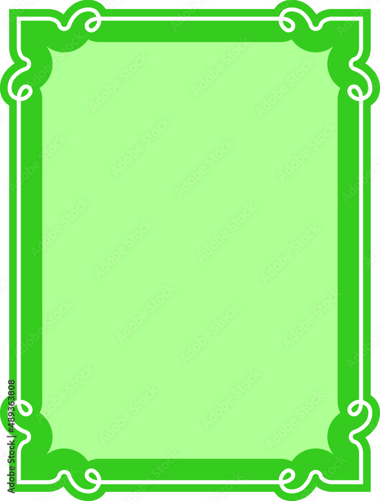 Vector green border frame. Background or book page. Simple rectangular billboard, poster, plaque ...