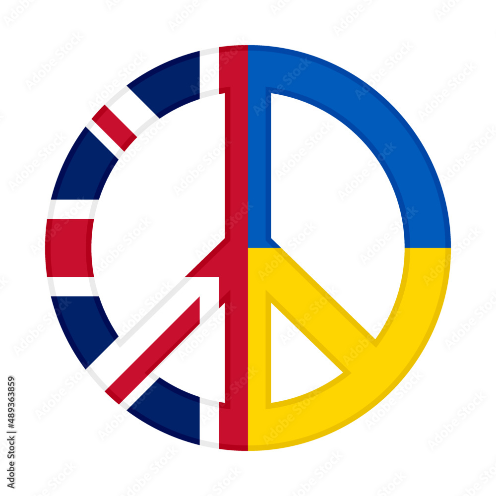 peace icon with uk and ukraine flags. vector illustration isolated on ...