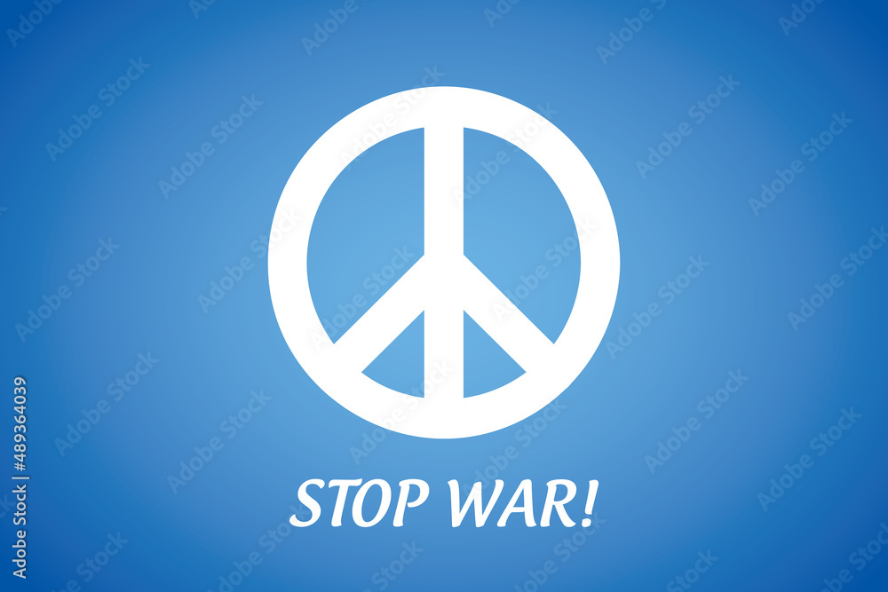 white peace symbol on blue background stop war Stock Vector | Adobe Stock