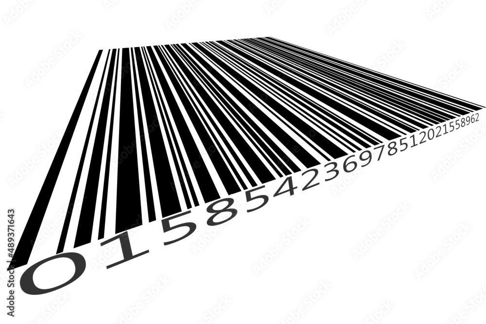 Barcode abstract art design in black and white colors with a 3D ...