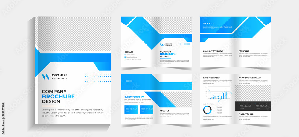 Corporate 8 pages business brochure design template. 8 pages business company profile Stock ...