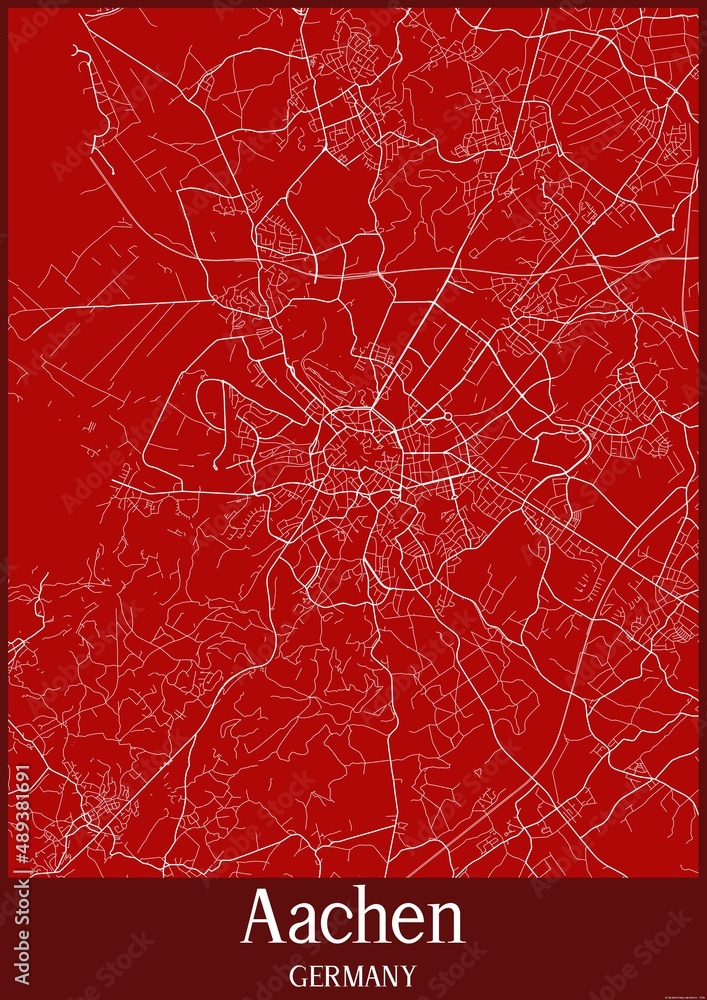 Red map of Aachen Germany. Stock Illustration | Adobe Stock