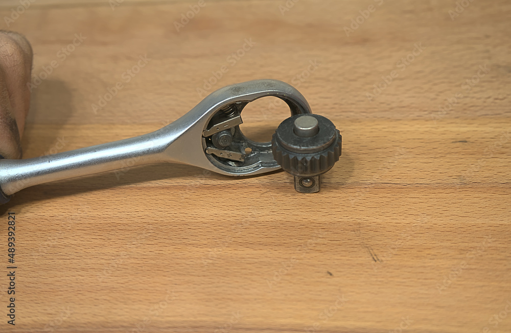 The internal device of the ratchet. What's inside the tools Stock Photo ...