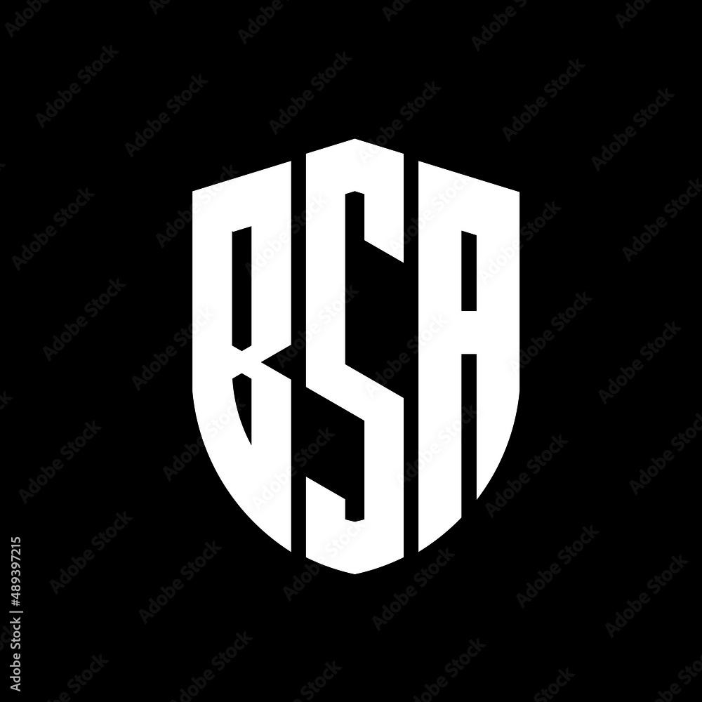 BSA letter logo design. BSA modern letter logo with black background ...