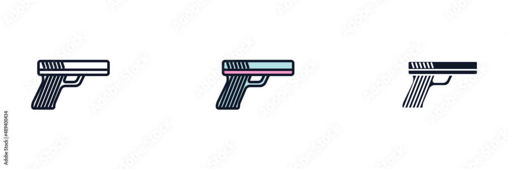 pistol gun icon symbol template for graphic and web design collection ...