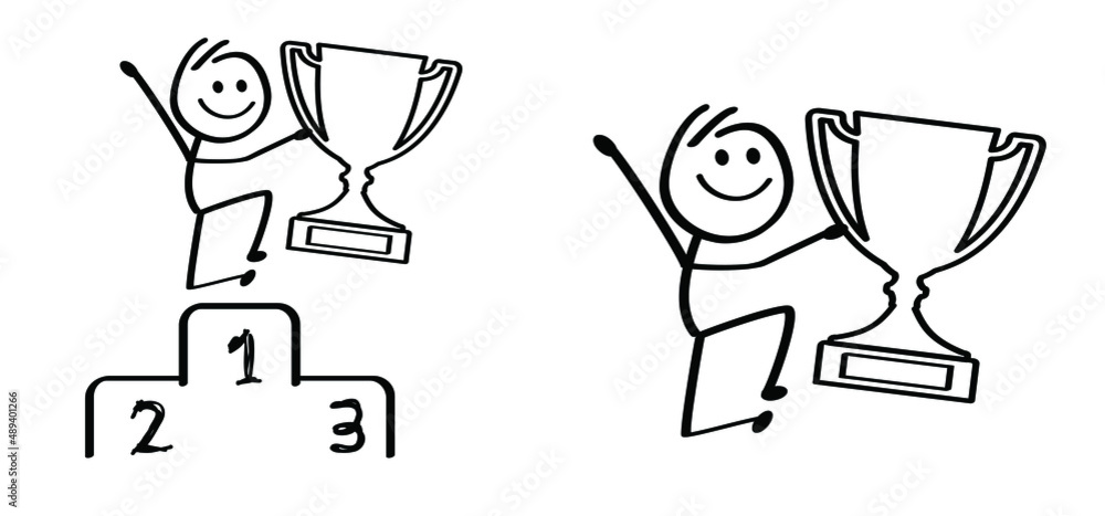 First prize. Cartoon winner trophy icon. Vector champion sport logo or ...