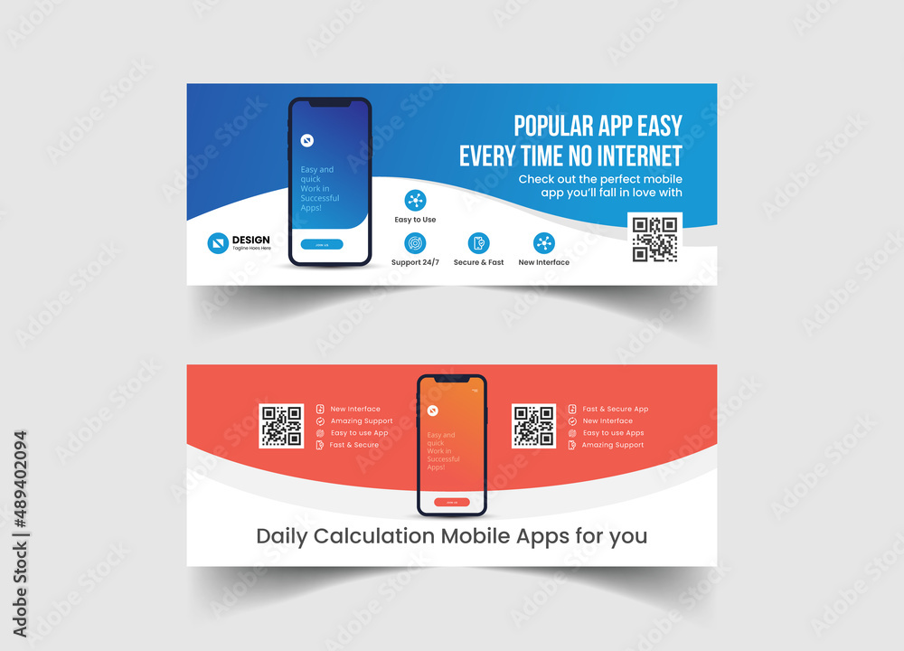 Mobile app promotion social media timeline cover and web banner ...