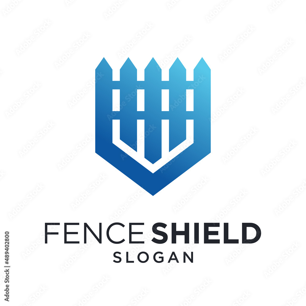 Fence logo or icon design with shield concept Stock Vector | Adobe Stock