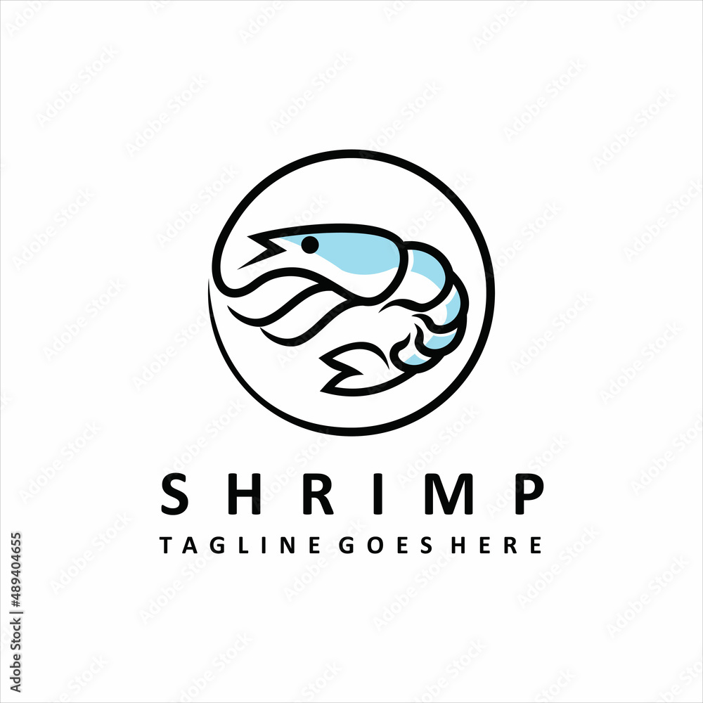 shrimp logo template, prawn logo design on white background Vector ...