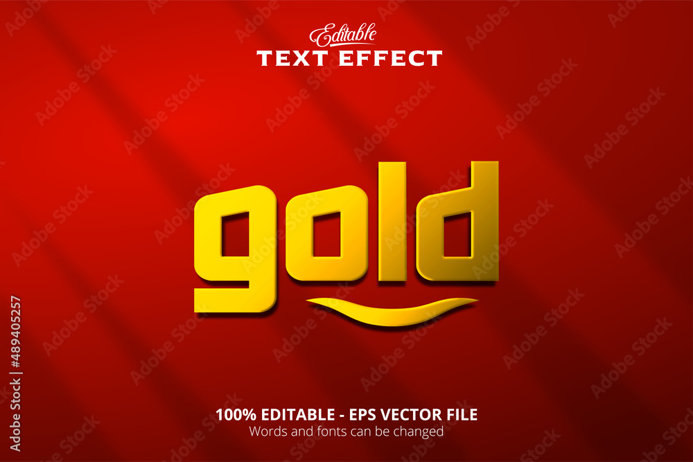 Editable text effect, red background, Gold text Stock Vector | Adobe Stock