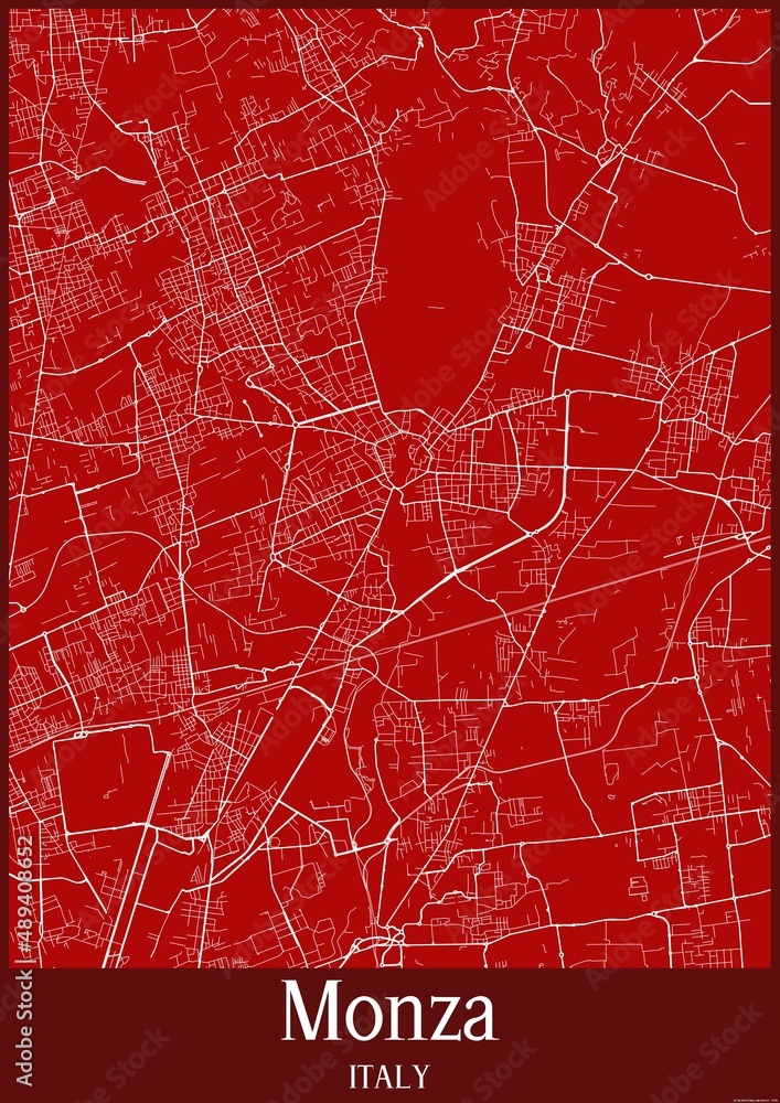 Red map of Monza Italy. Stock Illustration | Adobe Stock