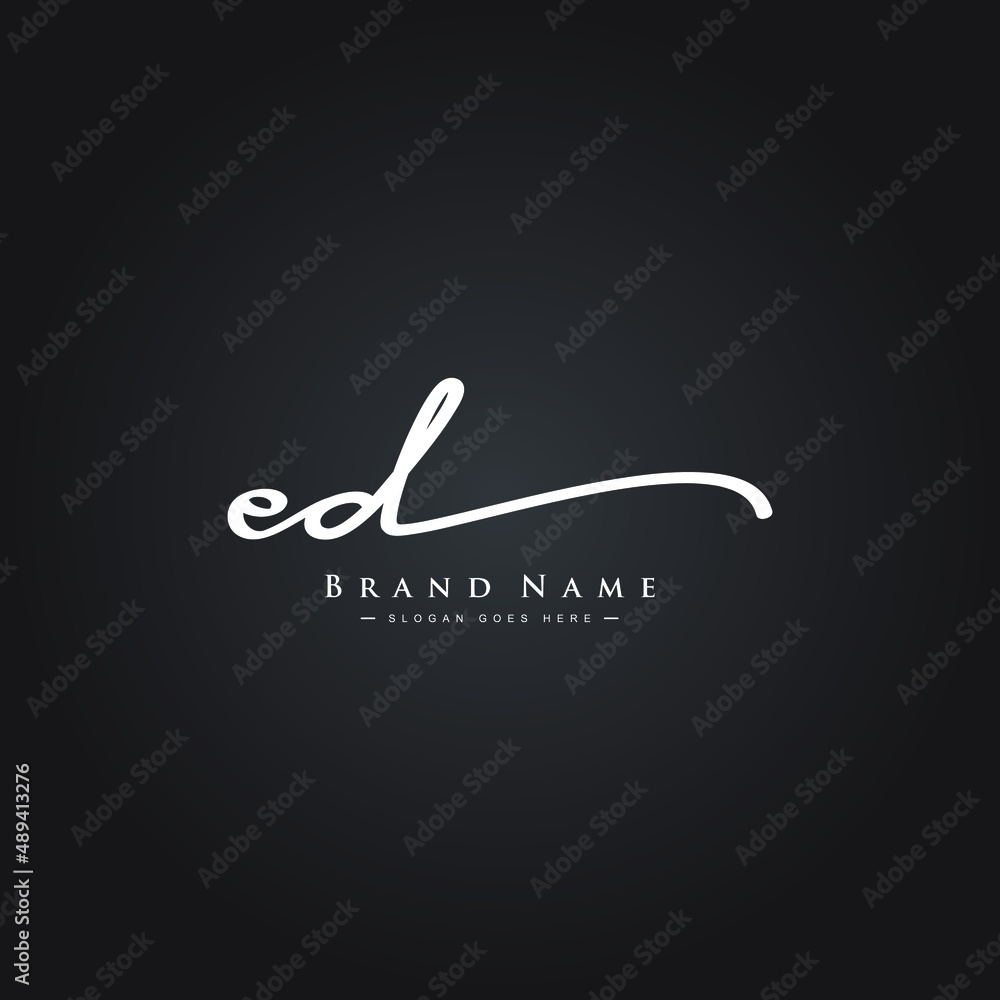 Initial Letter ED Logo - Hand Drawn Signature Logo Stock Vector | Adobe ...