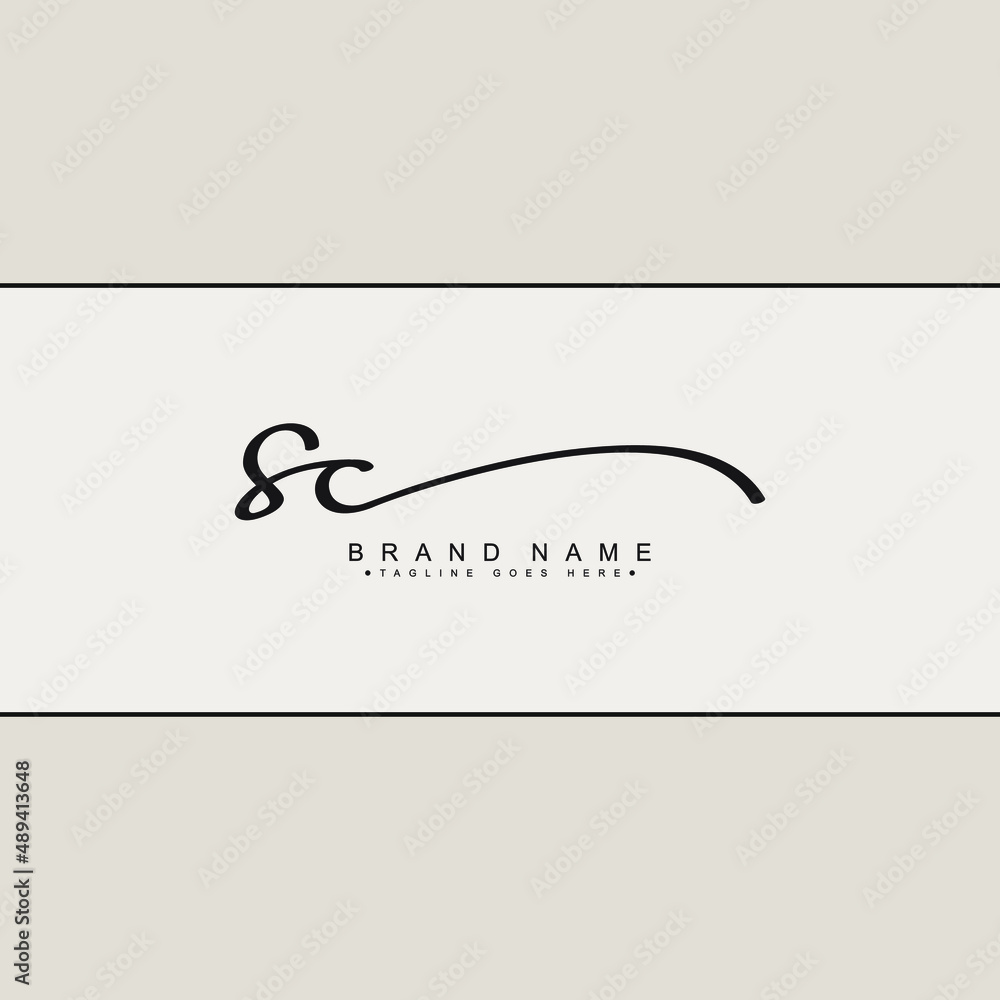 Initial Letter SC Logo - Handwritten Signature Logo Stock Vector ...