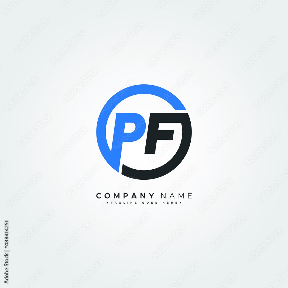 Initial Letter PF Logo - Minimal Alphabet Logo Stock Vector | Adobe Stock
